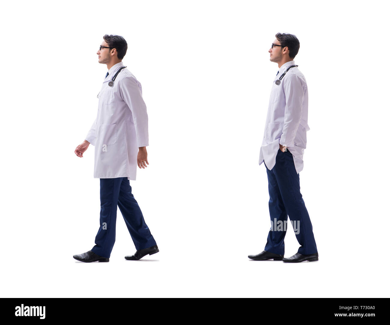 Young doctor physician standing walking isolated on white backgr Stock ...
