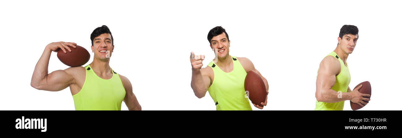Man playing american football isolated on white Stock Photo - Alamy