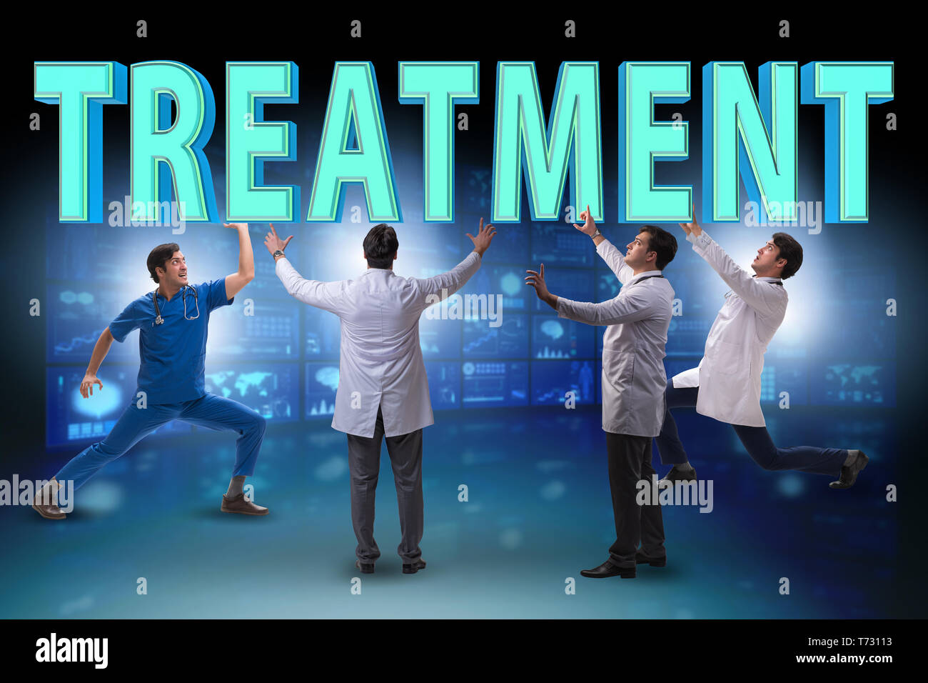 Group of doctors holding treatment letters Stock Photo - Alamy