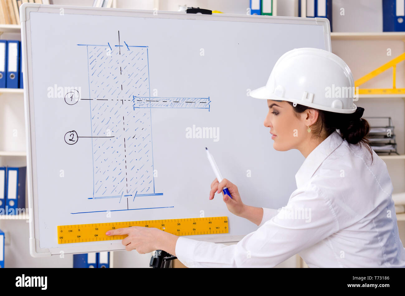Female architect working in the office Stock Photo - Alamy