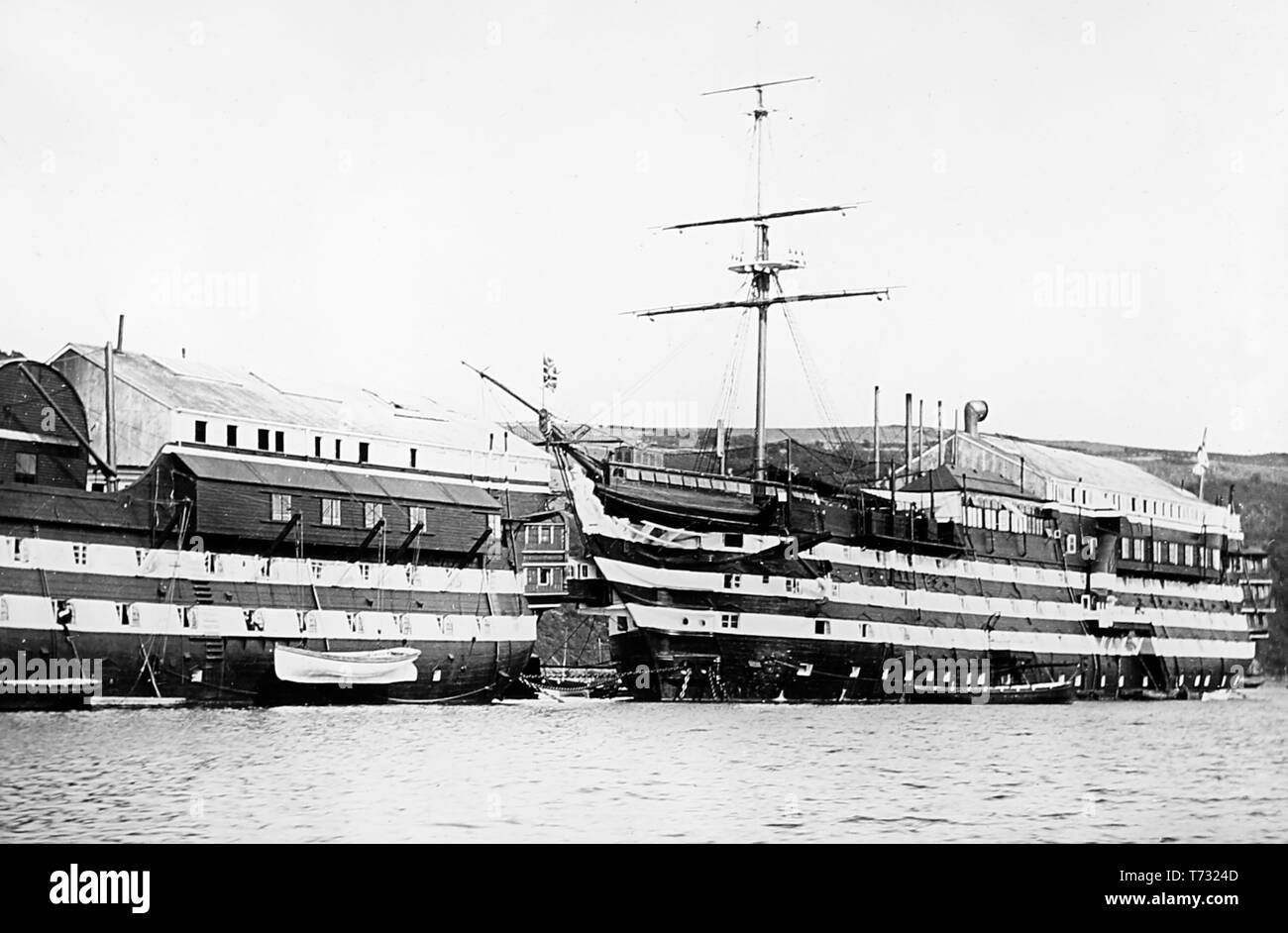HMS Britannia, Royal Navy Training Ship, River Dart, Victorian period ...