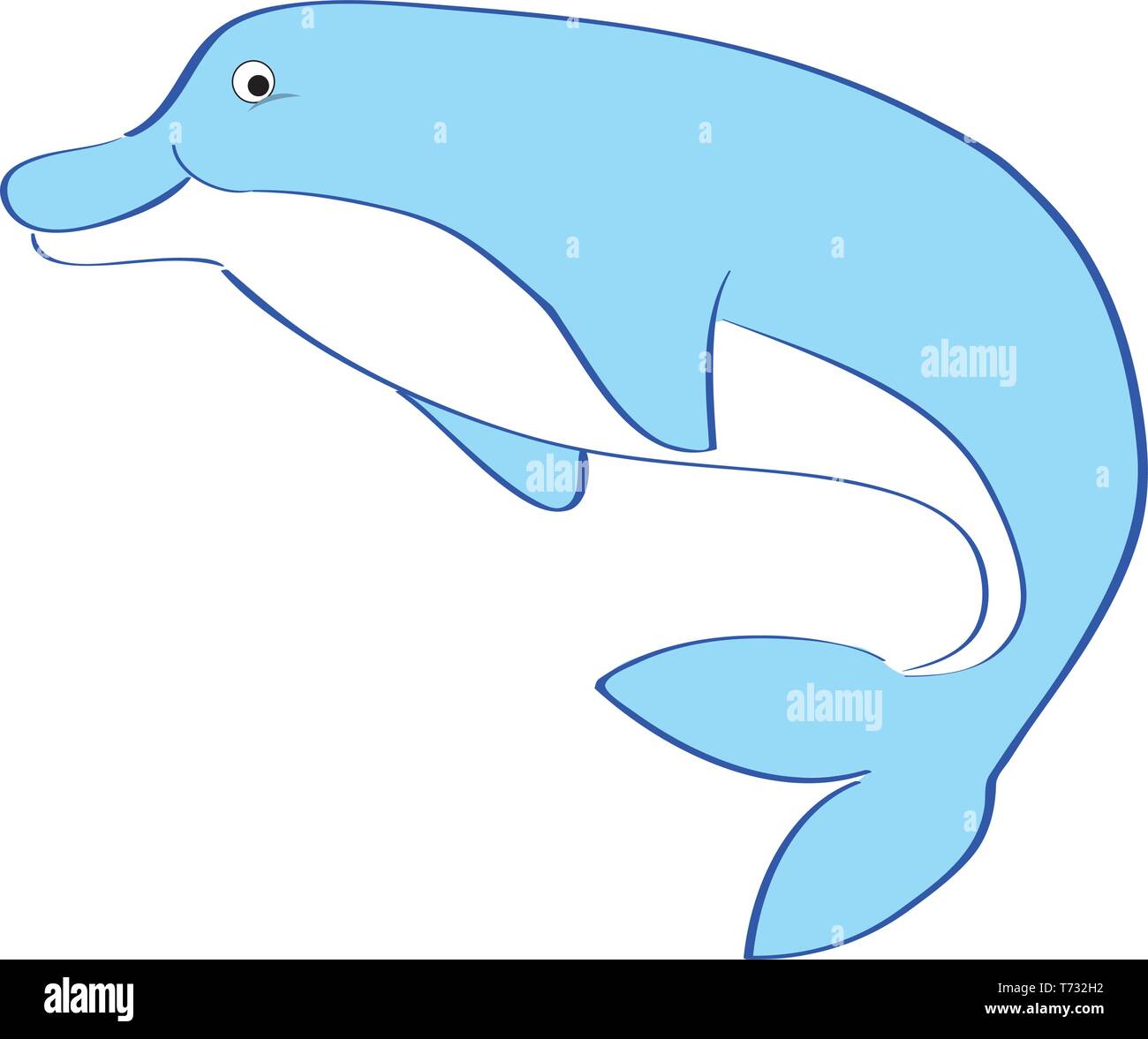 Cute dolphin underwater on blue Stock Vector Images - Alamy