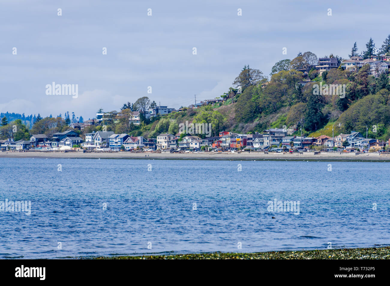 A view of waterfront homes along Three Tree Point in Burien, Washington ...