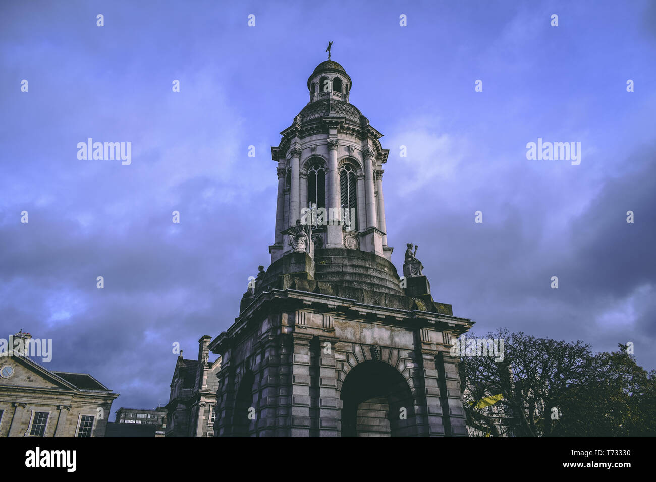 Campanile inside of the trinity college campus in Dublin, ireland Stock ...