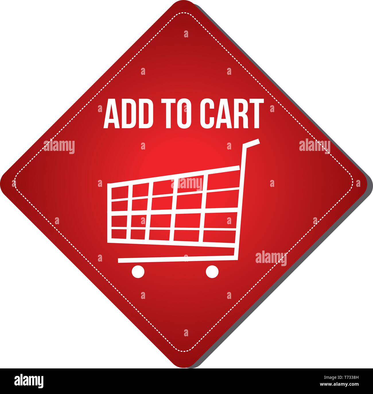 an squared red button with text and a shopping cart Stock Vector Image ...
