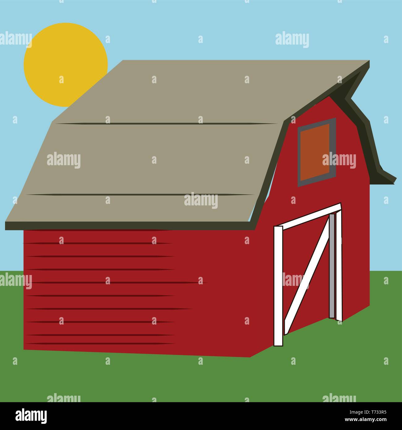 a red farm building and its environment Stock Vector Image & Art - Alamy