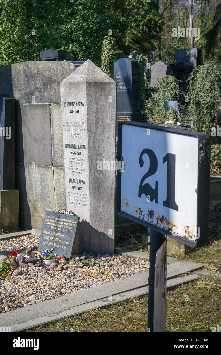 Prague, Czech Republic - March 7, 2019: The burial place of novelist ...
