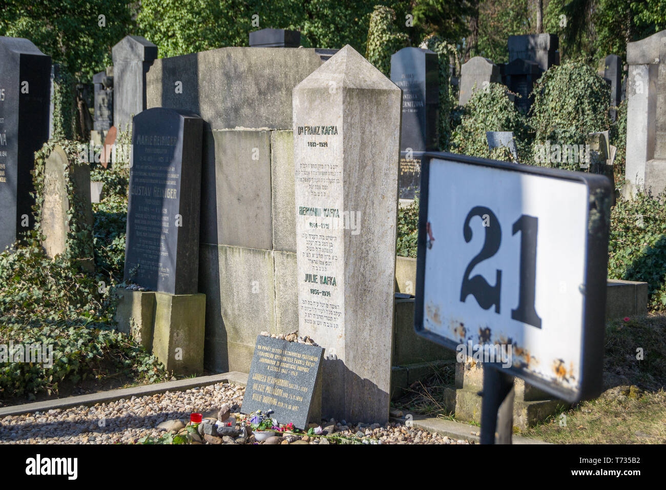 Prague, Czech Republic - March 7, 2019: The burial place of novelist ...