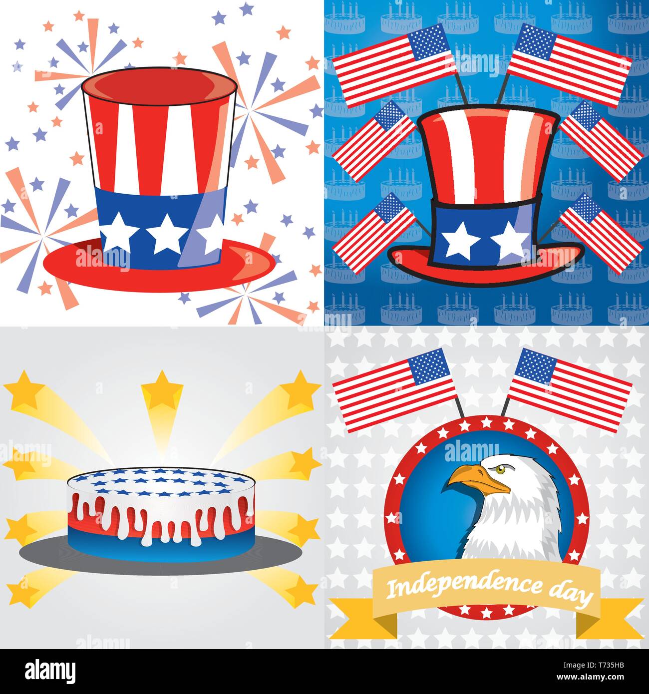 four different backgrounds with different objects for independence day ...