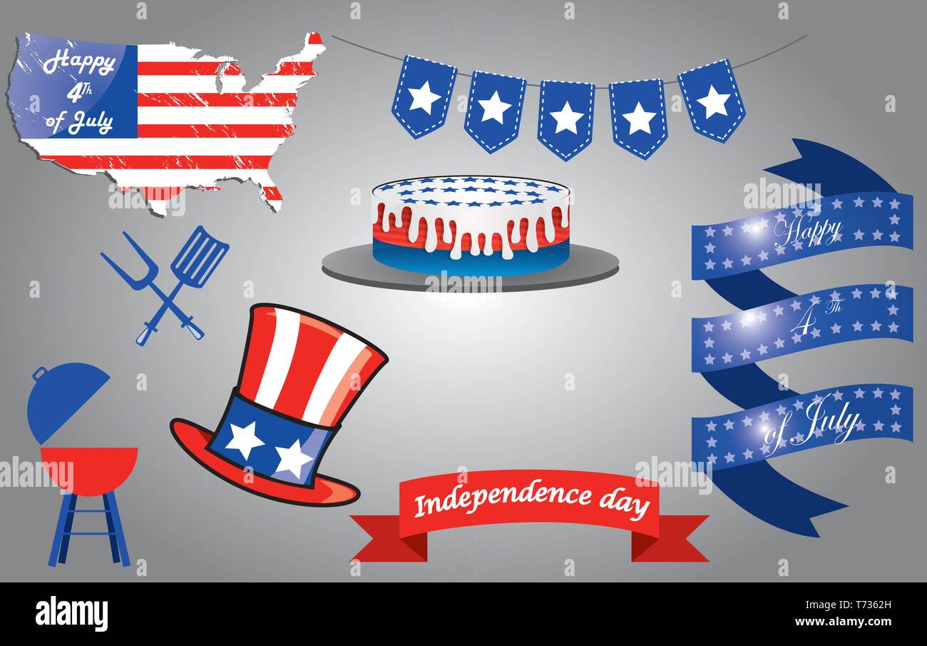 a lot of different objects with respective colors for american ...