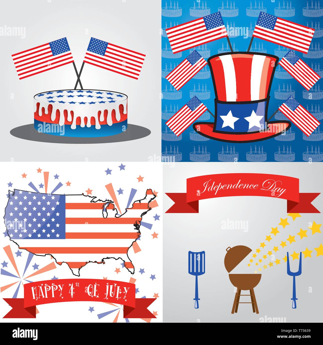 four different backgrounds with different objects for independence day ...