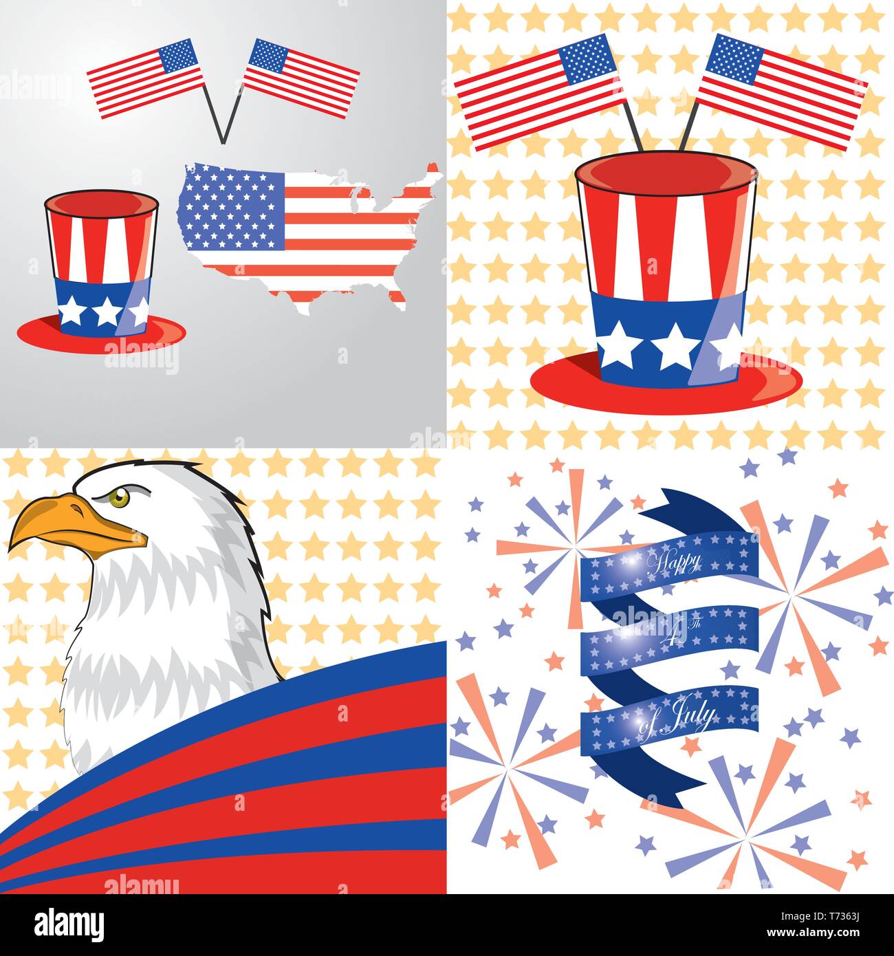 four different backgrounds with different objects for independence day ...