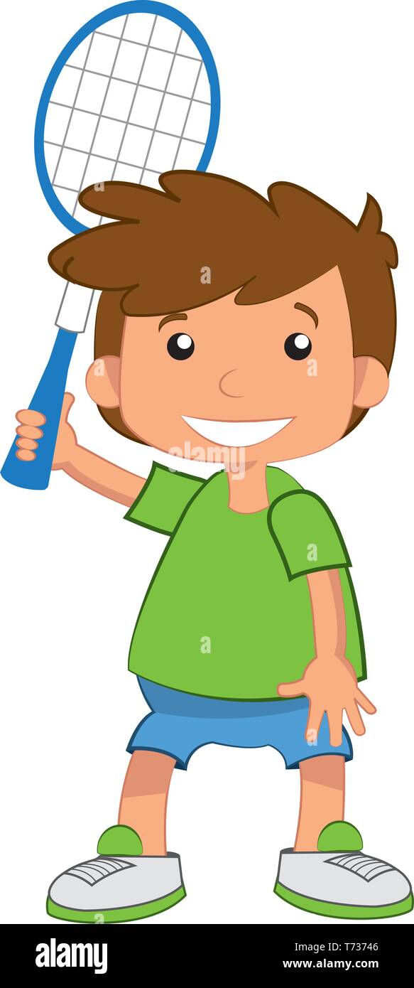 Happy boy with a racket Stock Vector Image & Art - Alamy