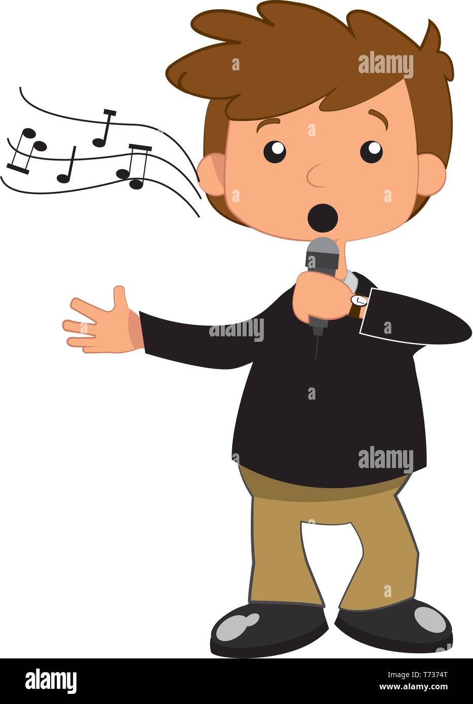 Boy singing with a microphone Stock Vector Image & Art - Alamy
