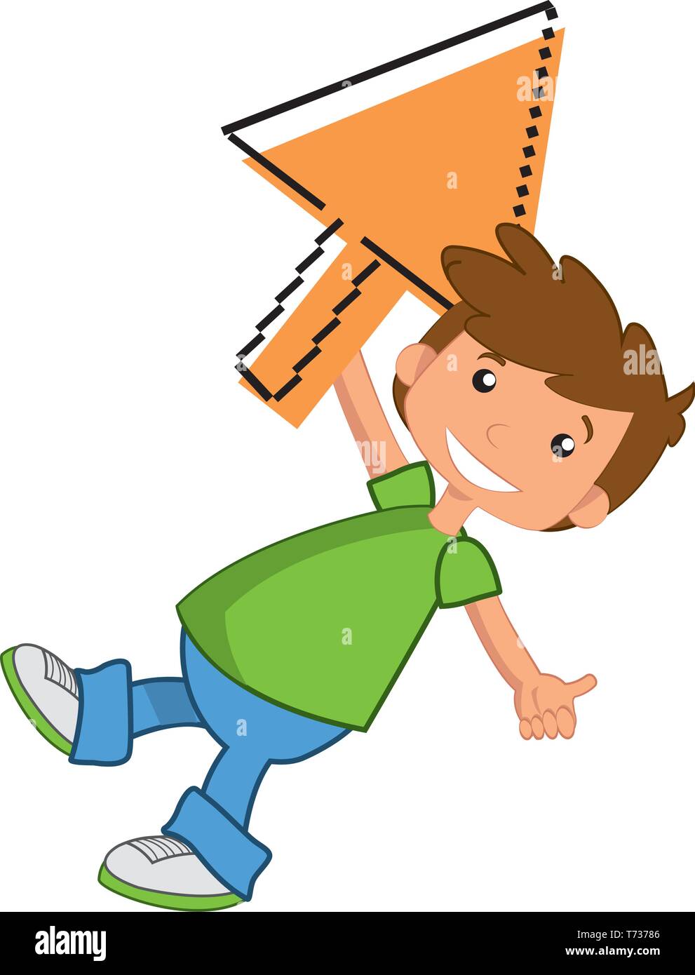 Happy boy with a big cursor arrow Stock Vector Image & Art - Alamy
