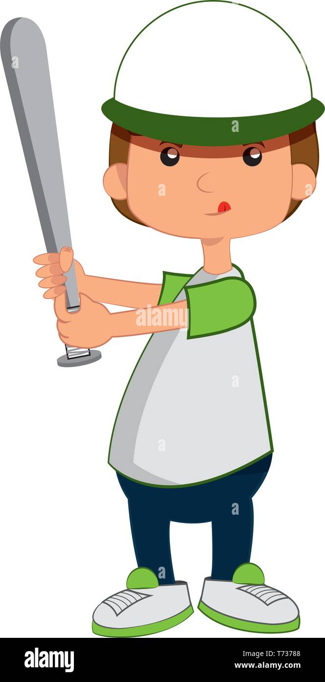 Happy boy with a baseball bat Stock Vector Image & Art - Alamy
