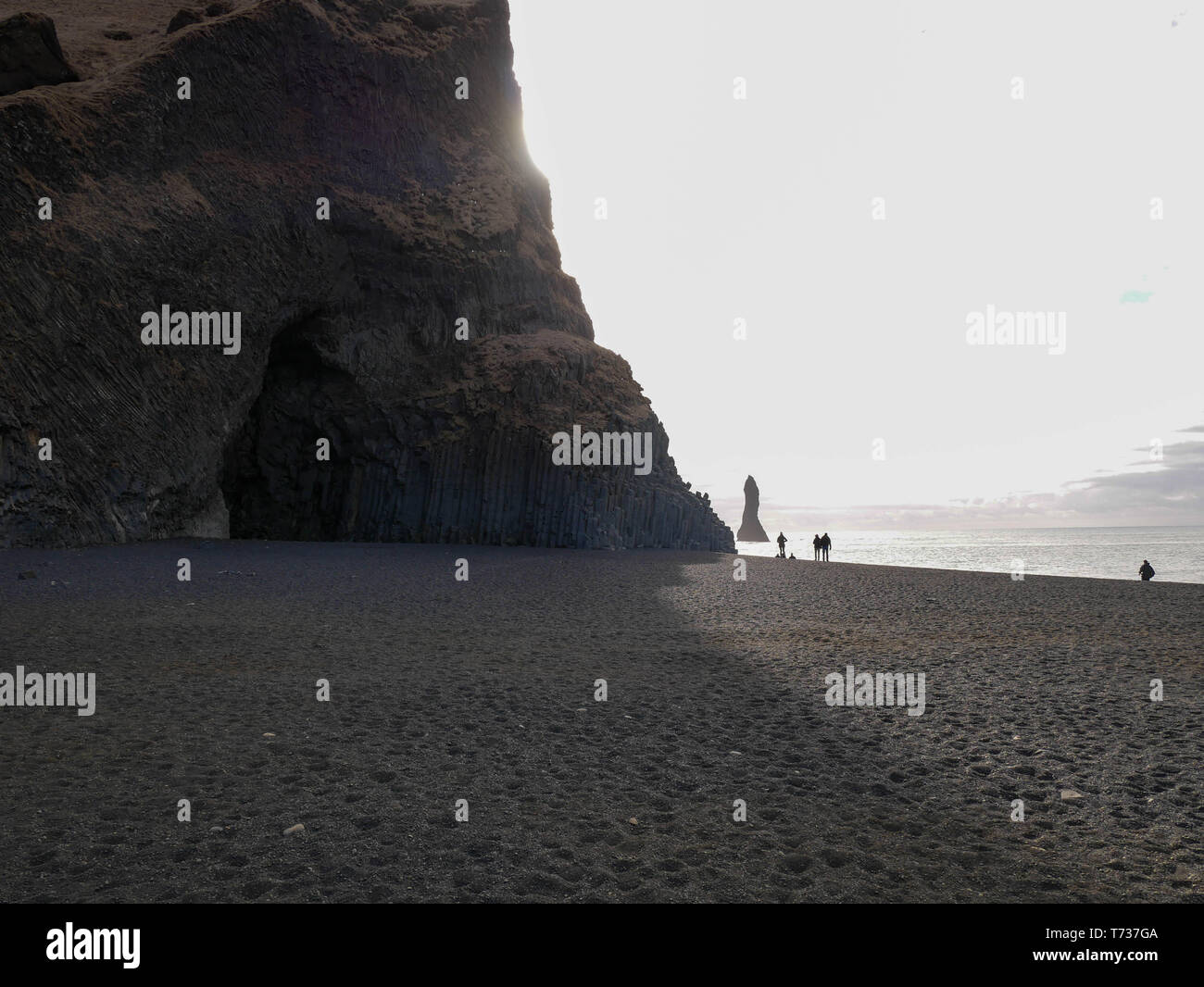Morning view of the beautiful Reynisdrangar Sea Stacks at Iceland Stock ...