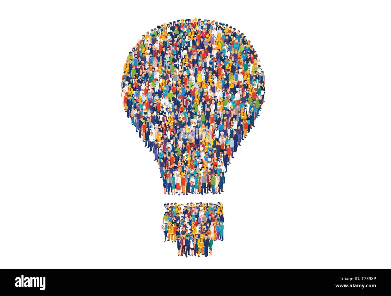 Concept of teamwork and creativity. Vector of diverse group of people ...