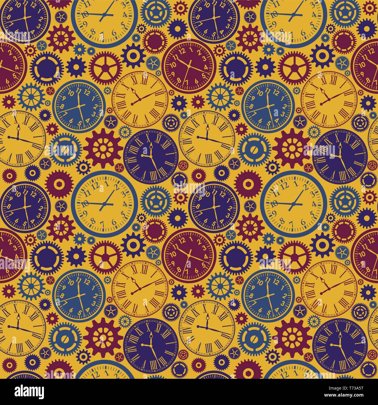 Clock s seamless pattern. Color texture of clock Stock Vector Image ...