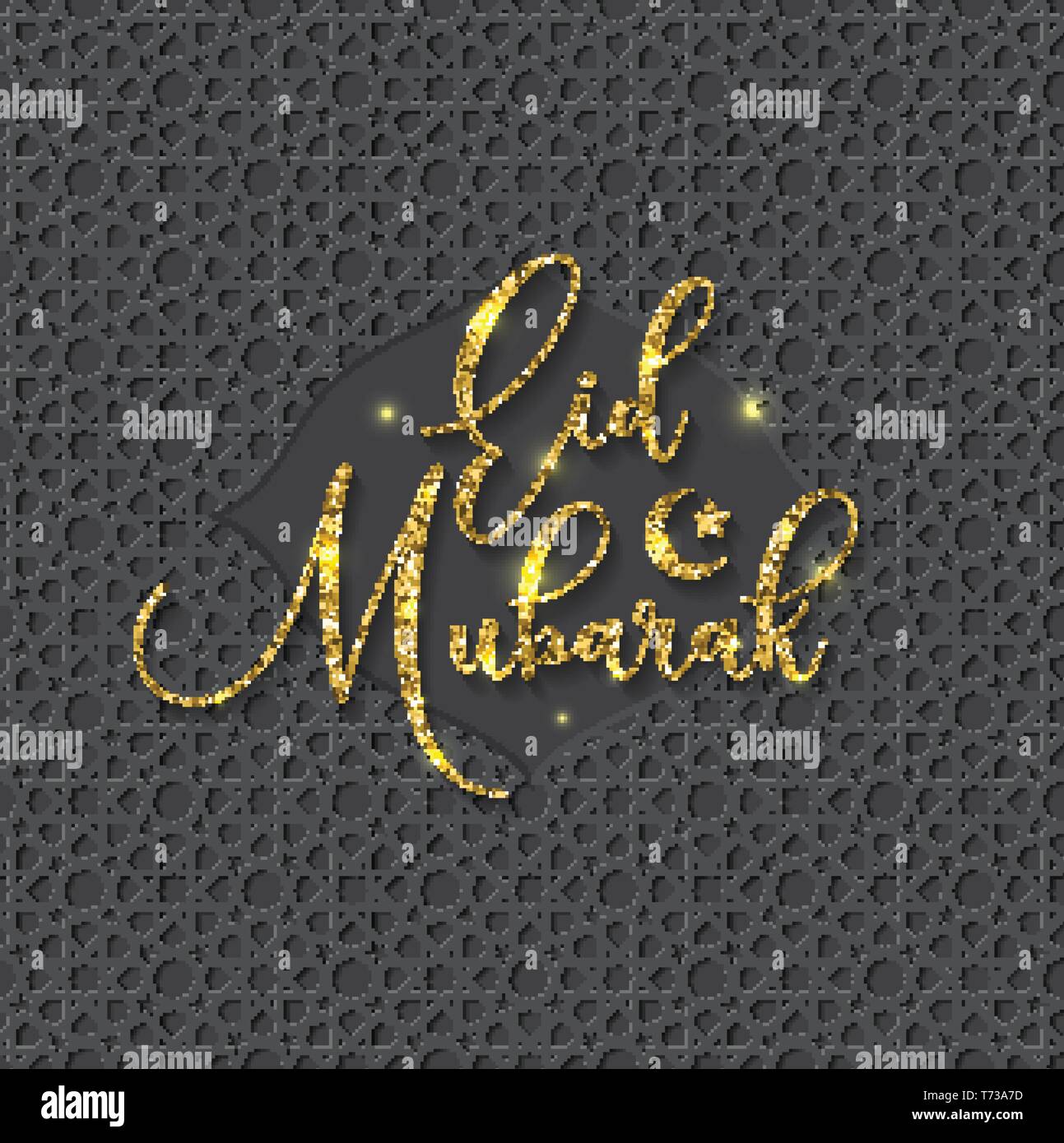 Isolated calligraphy of happy eid mubarak with gold color Stock Vector ...