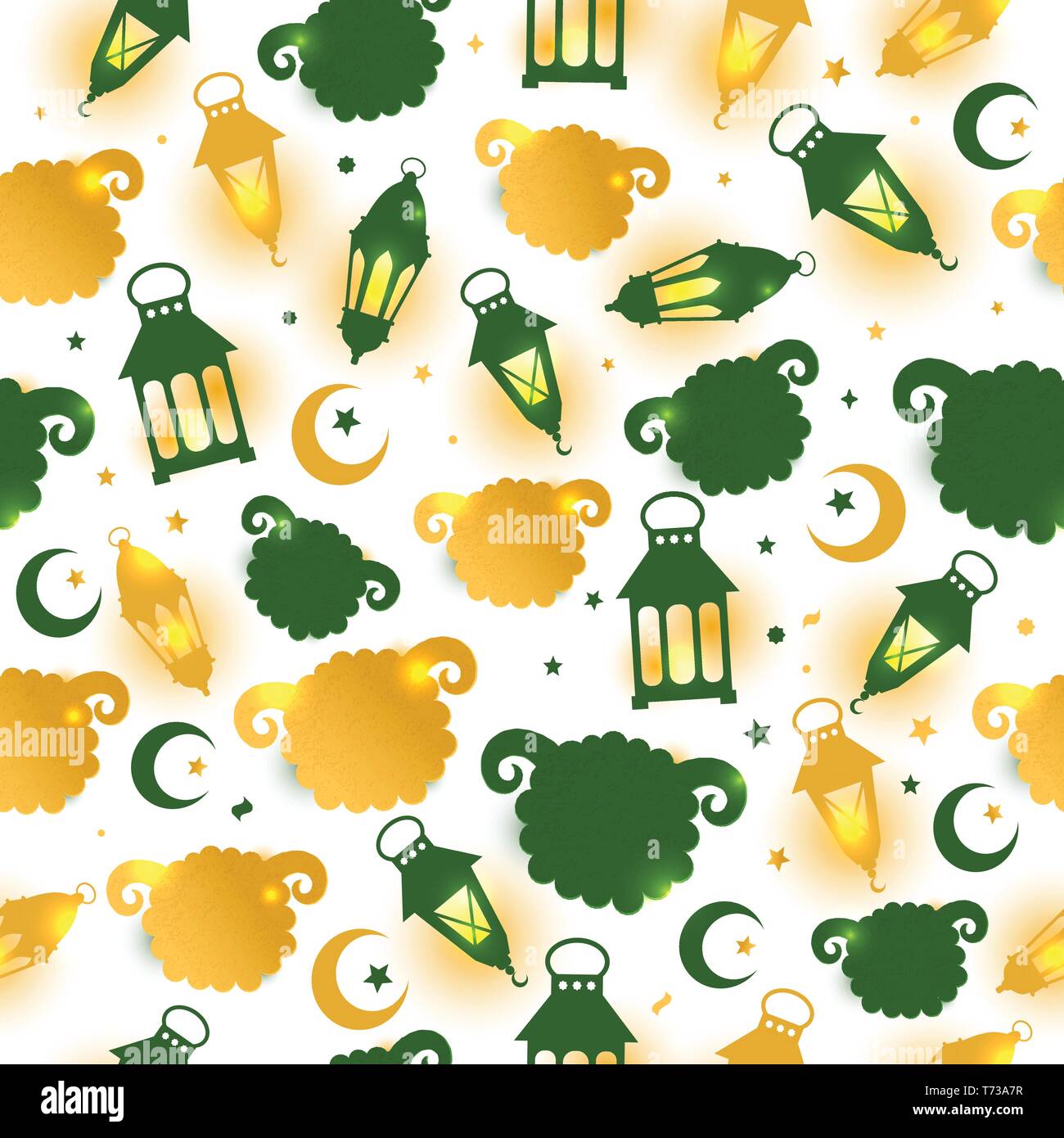 Eid Al Adha seamless pattern with sheep illustration for eid Mubarak ...