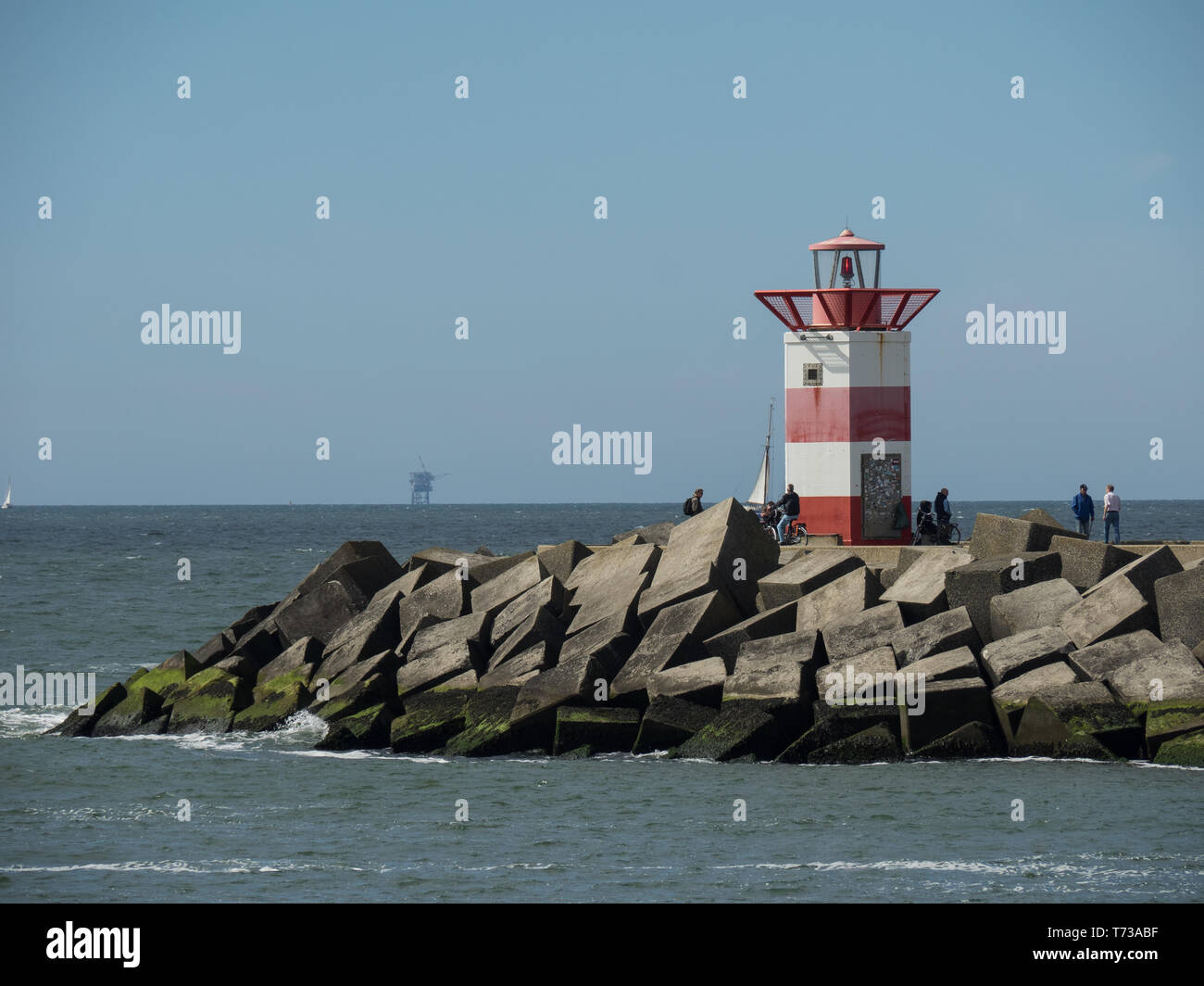 Lighthouse scheveningen beach hague netherlands hi-res stock ...