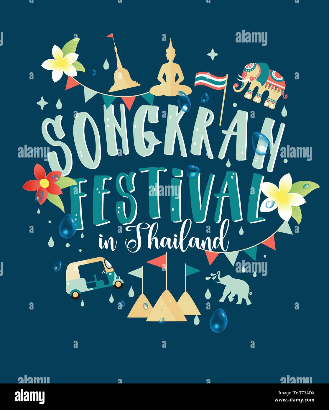 Songkran Festival in Thailand of April,vector illustration Stock Vector ...
