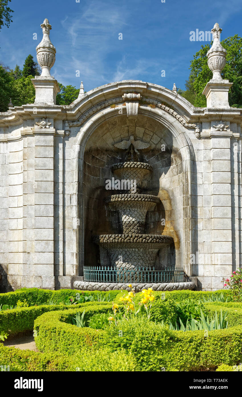 old stone fountain, flower bed, garden scene, Stairway to Heaven, 18 ...