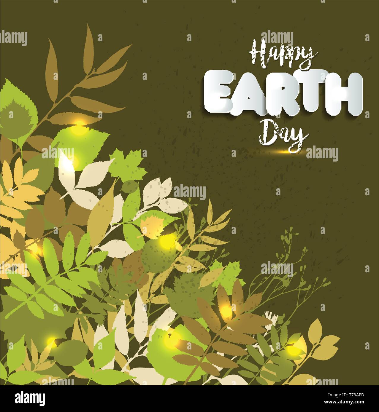Happy Earth day card with leaves in april Stock Vector Image & Art - Alamy