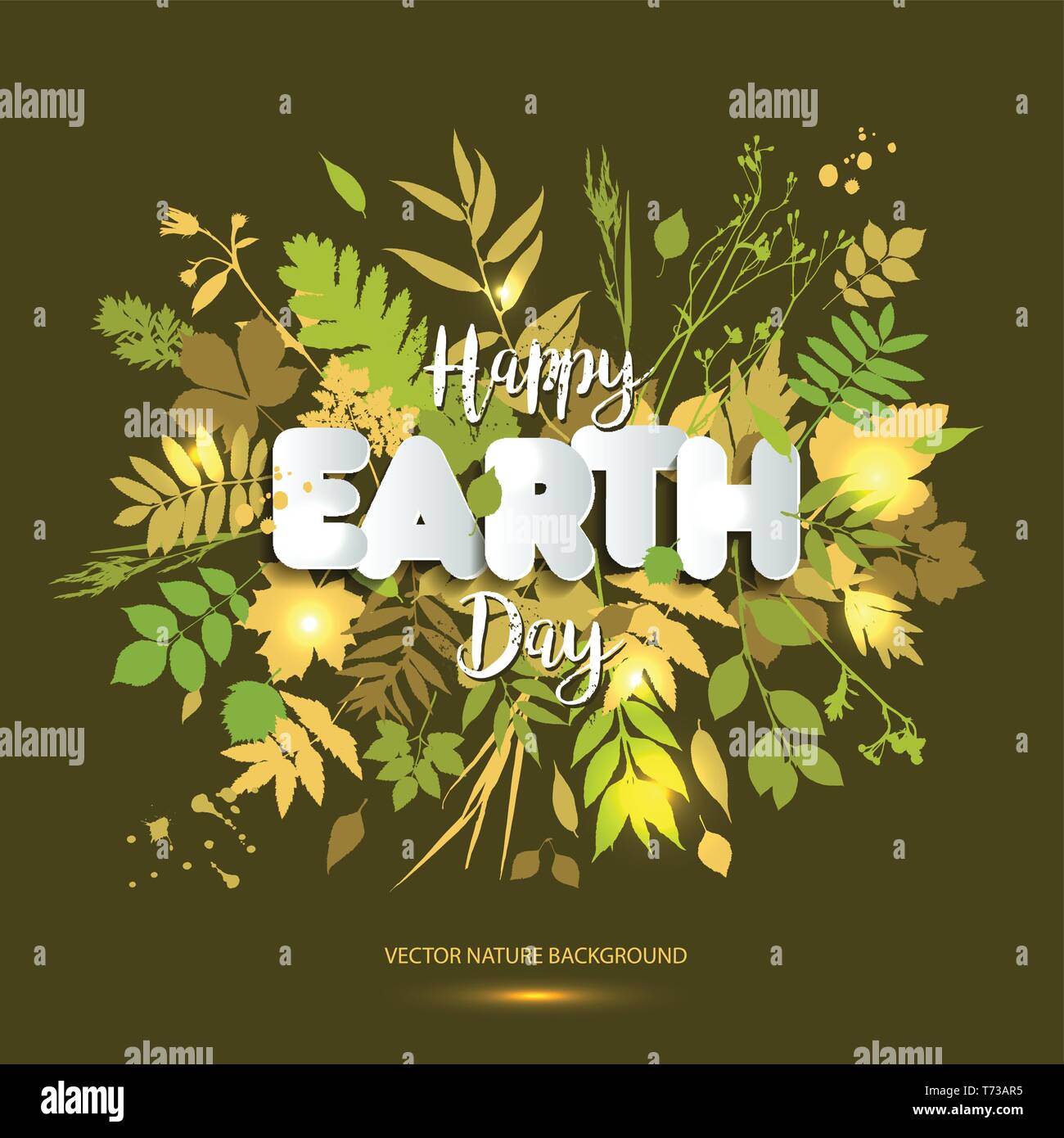 Happy Earth day card with leaves in april Stock Vector Image & Art - Alamy