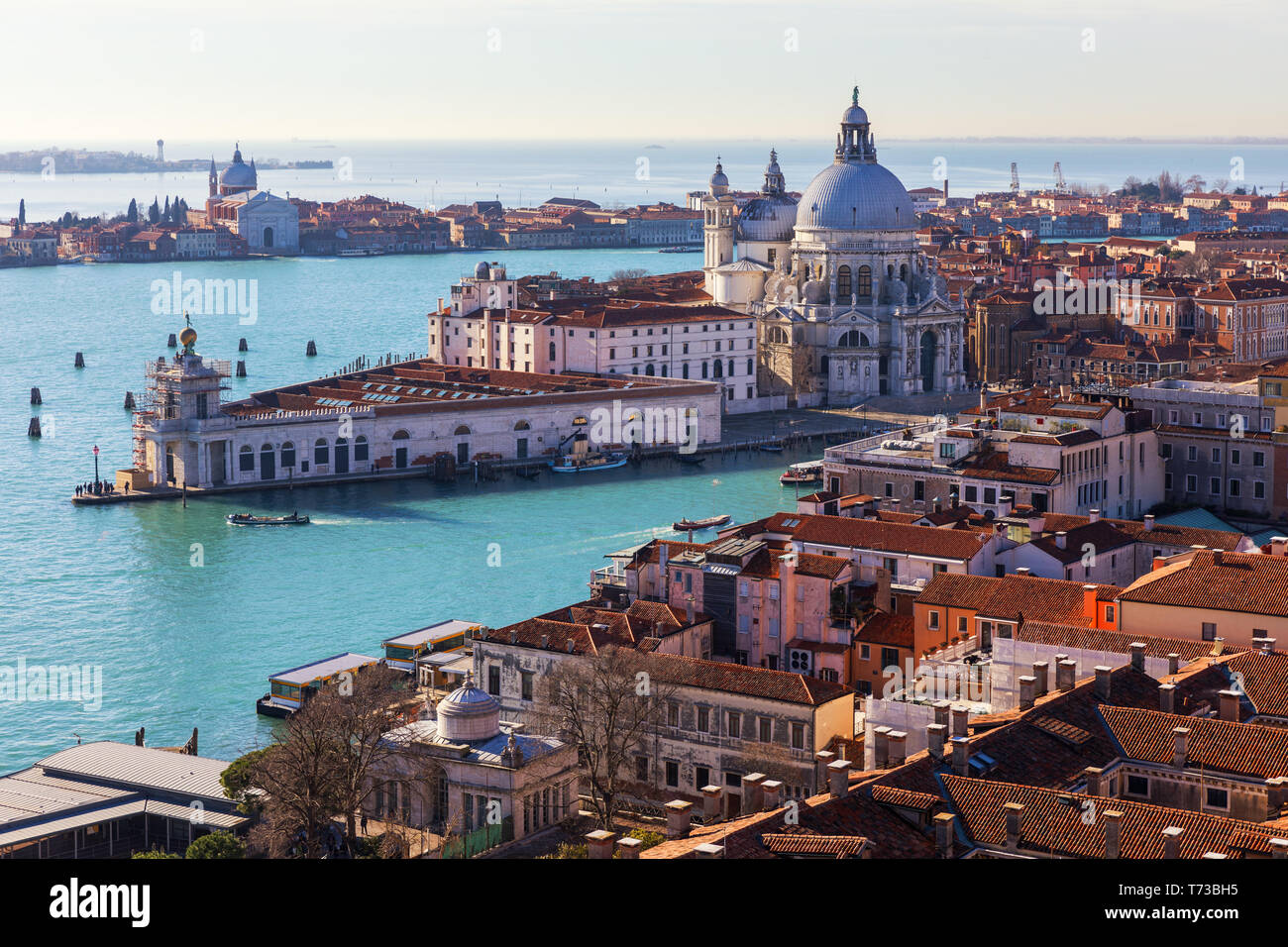 Aerial View of the Grand Canal and Basilica Santa Maria della Salute ...