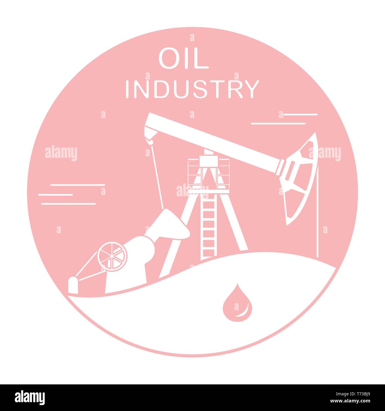 Vector illustration with equipment for oil production. Oil industry ...
