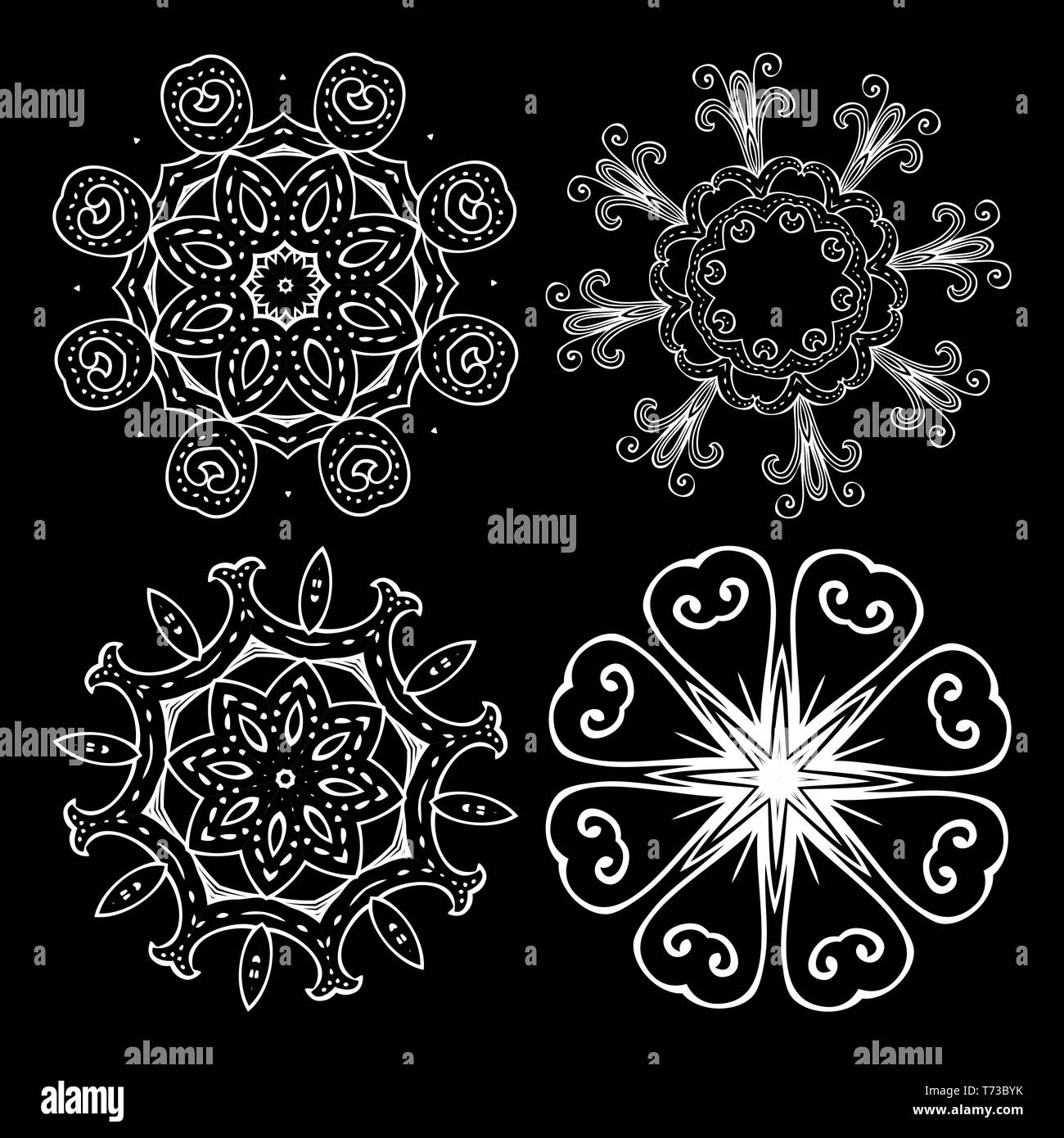 Beautiful ornamental rosettes set. For ethnic or tattoo design Stock ...