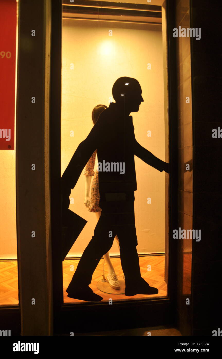 Silhouette of a man in the window Stock Photo - Alamy