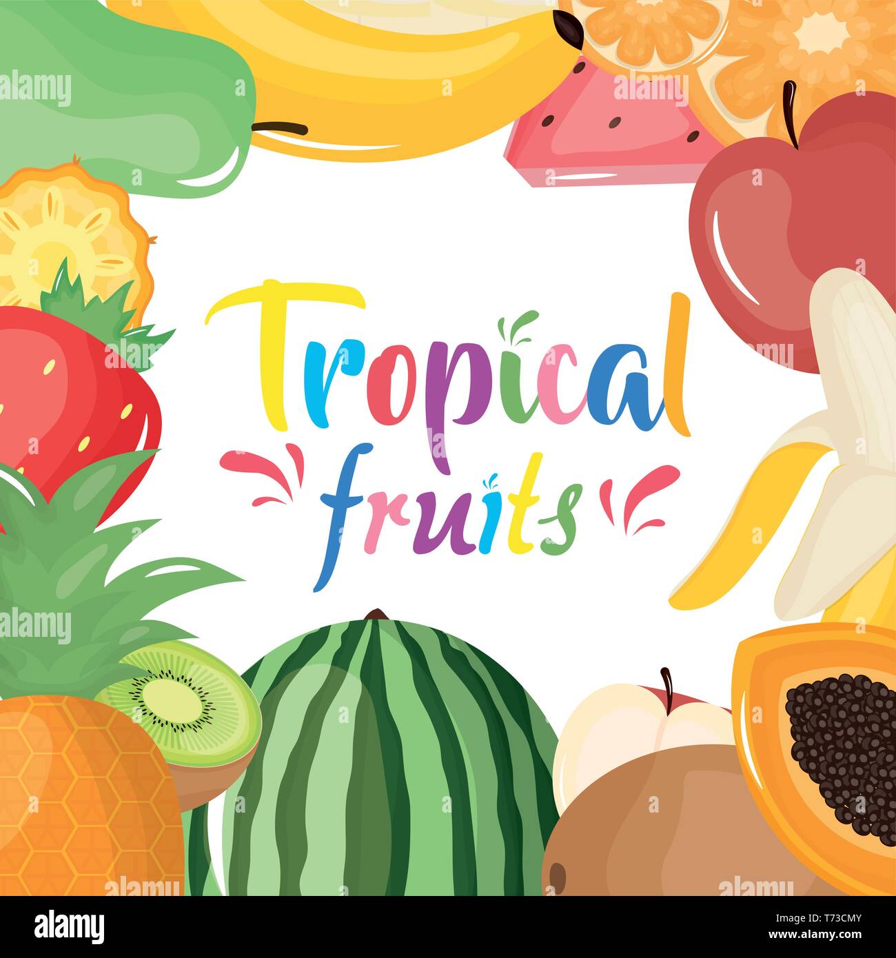 Mango pineapple bananas Stock Vector Images - Alamy