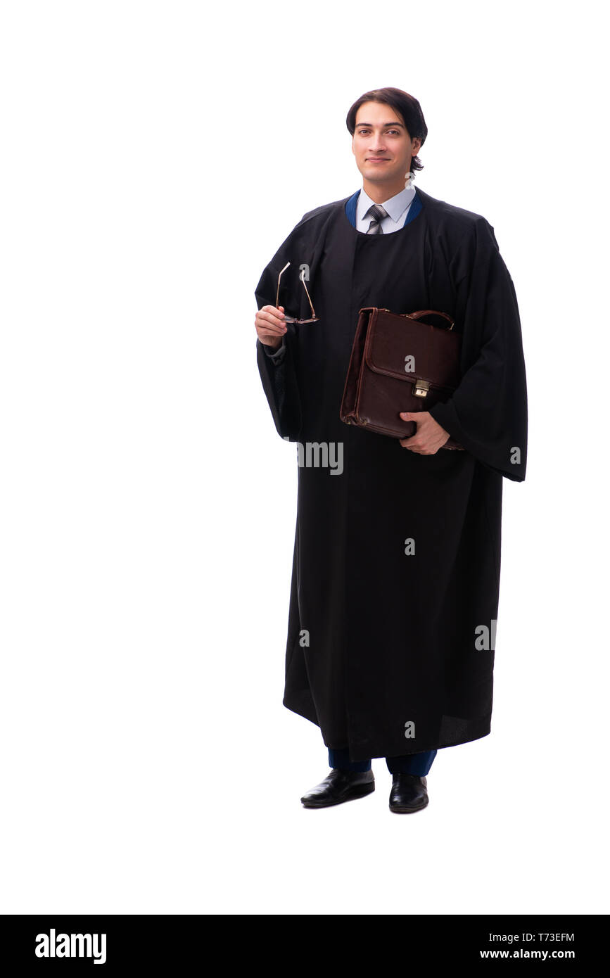 Young handsome judge isolated on white Stock Photo - Alamy