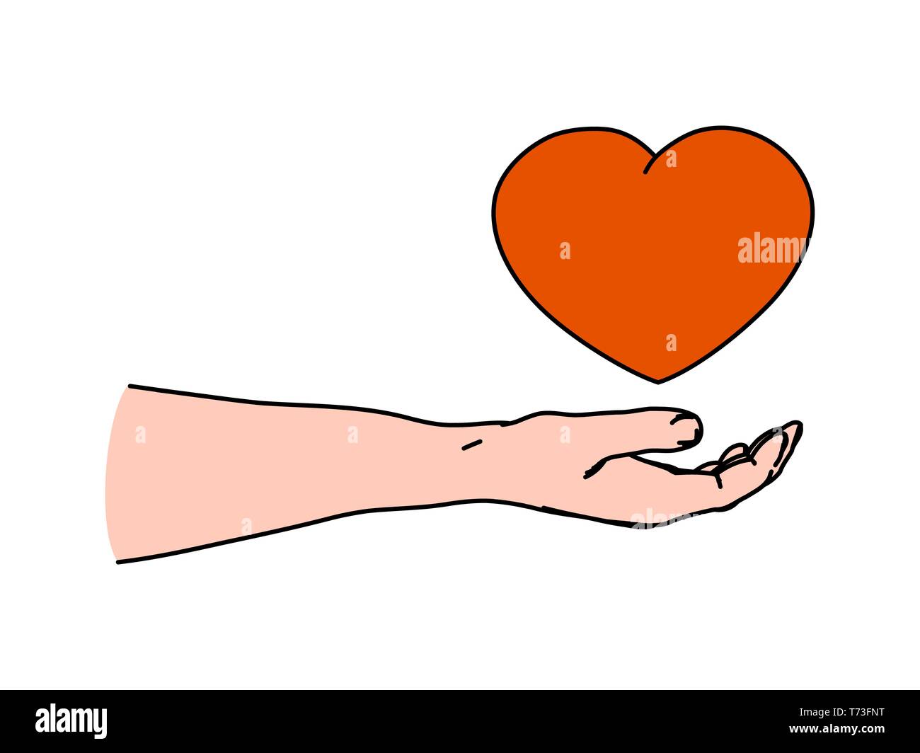 Human helping hand holding heart shape as gesturing of giving love ...