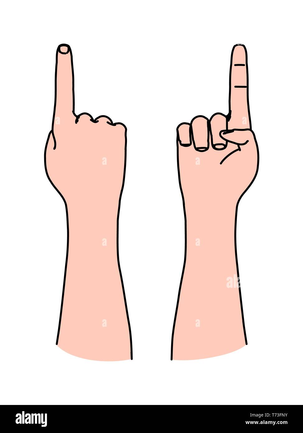 Human index finger directing upward as illustration of moving up ...