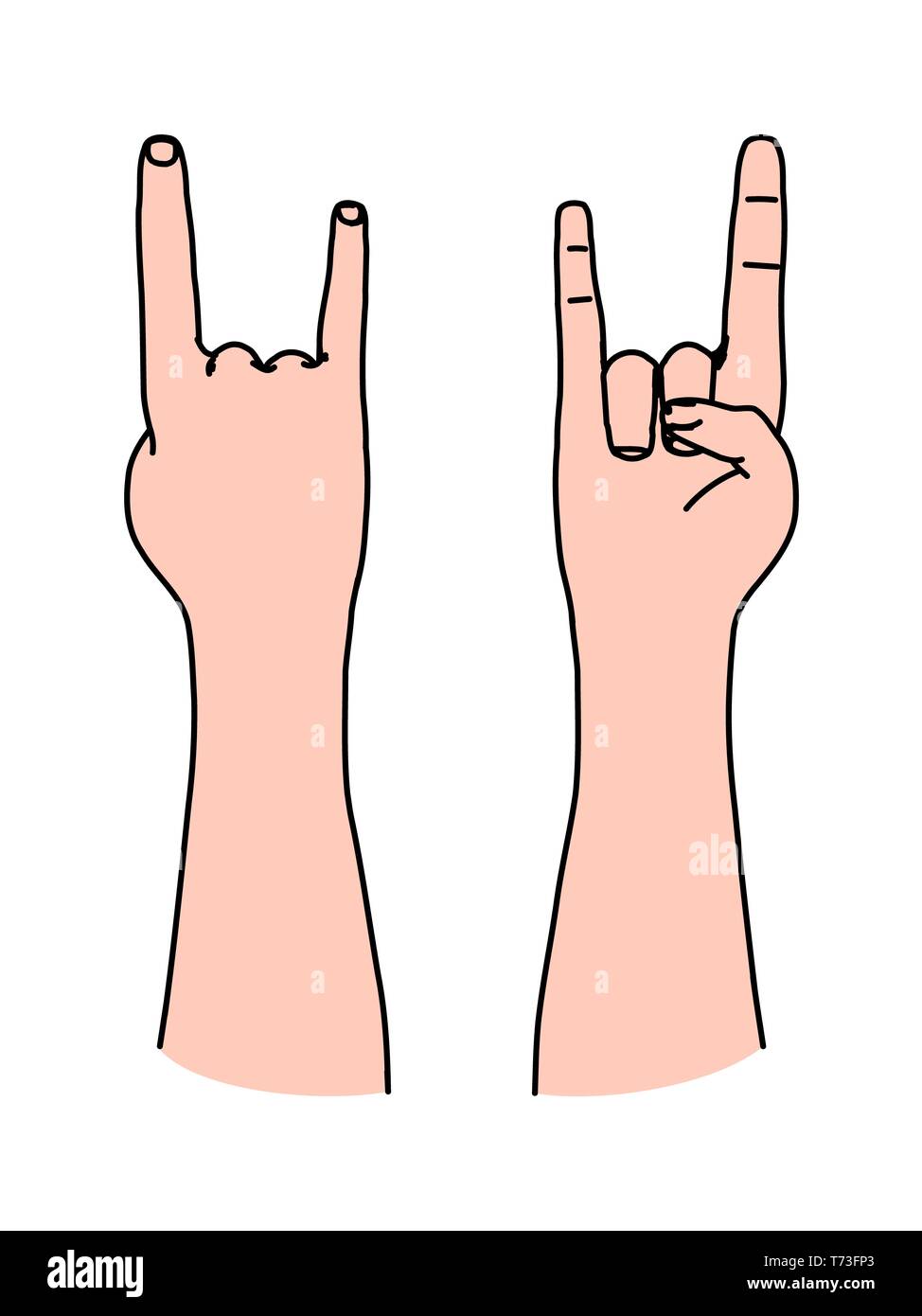 Human Hand With Two Sticking Fingers As Horn Sign And Symbol Of Punk Or human-hand-with-two-sticking-fingers-as-horn-sign-and-symbol-of-punk-or