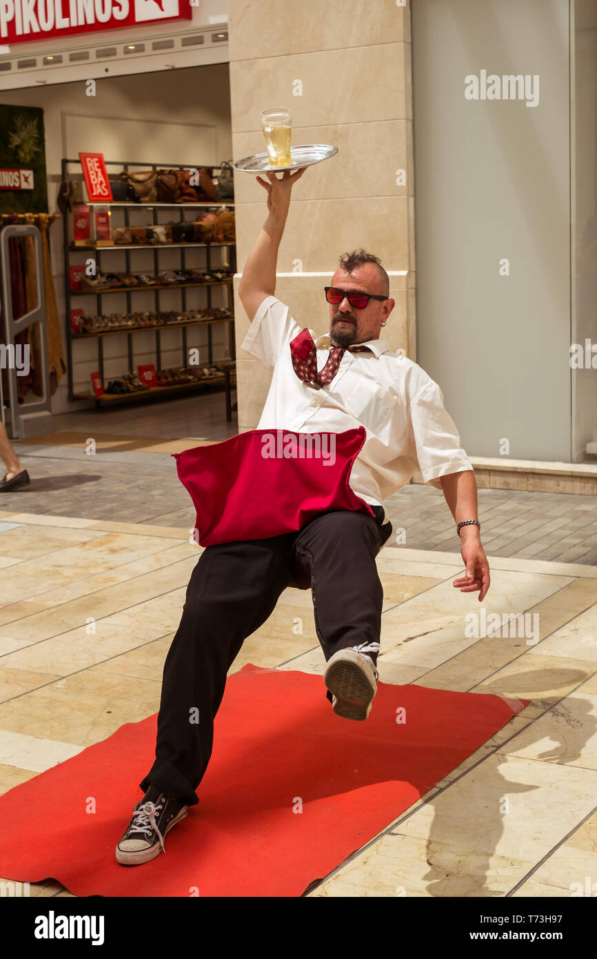 Malaga, Spain - August 03, 2018. This is a human sculpture featuring a ...