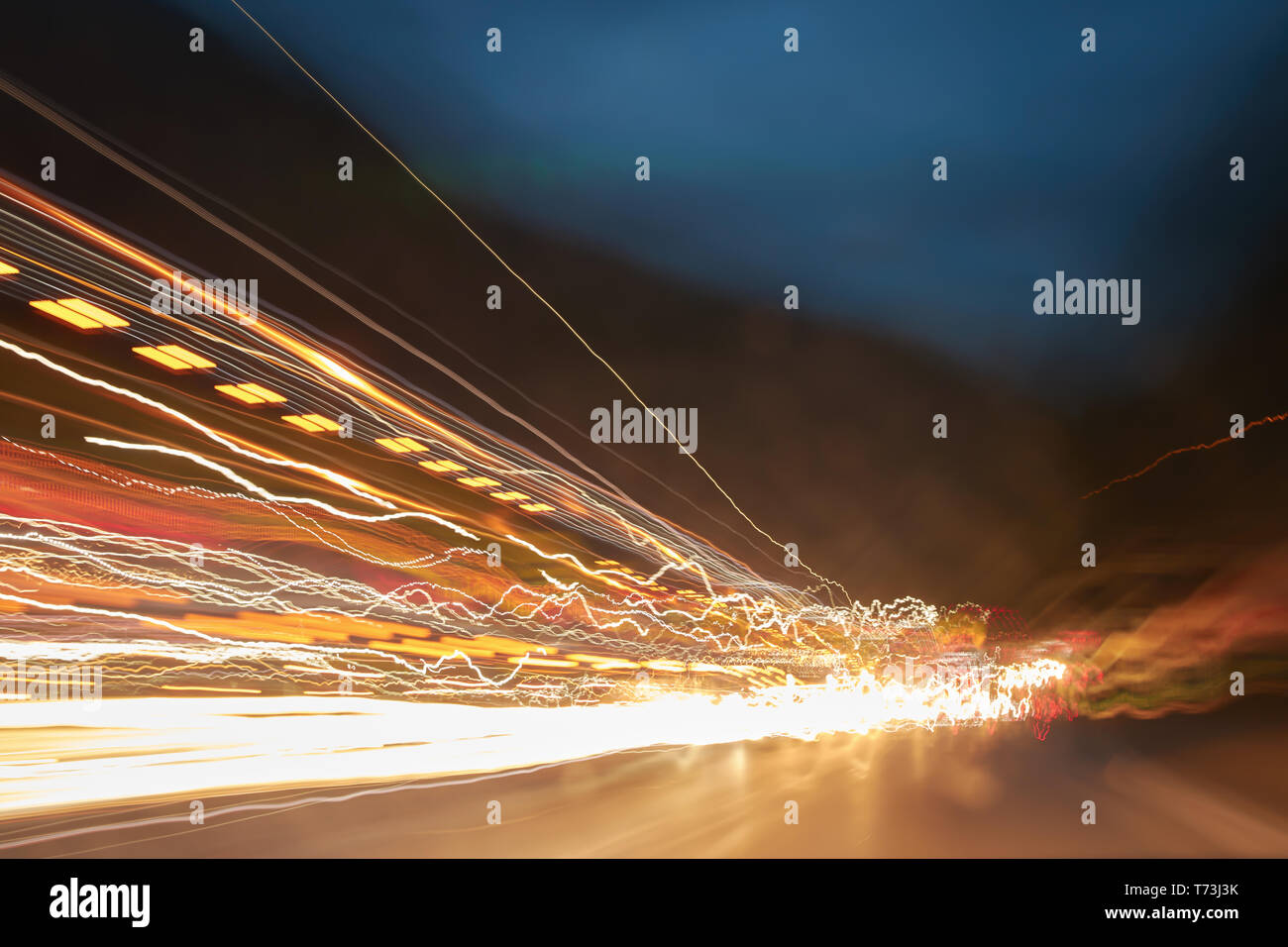 Abstract car light trails overlay Stock Photo - Alamy