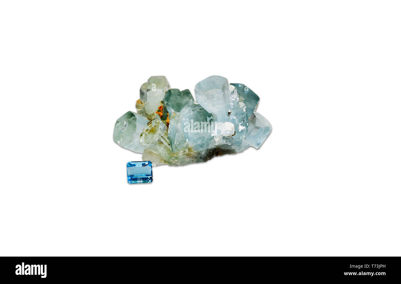 march birthstone, beryl aquamarine, isolated on white background Stock ...