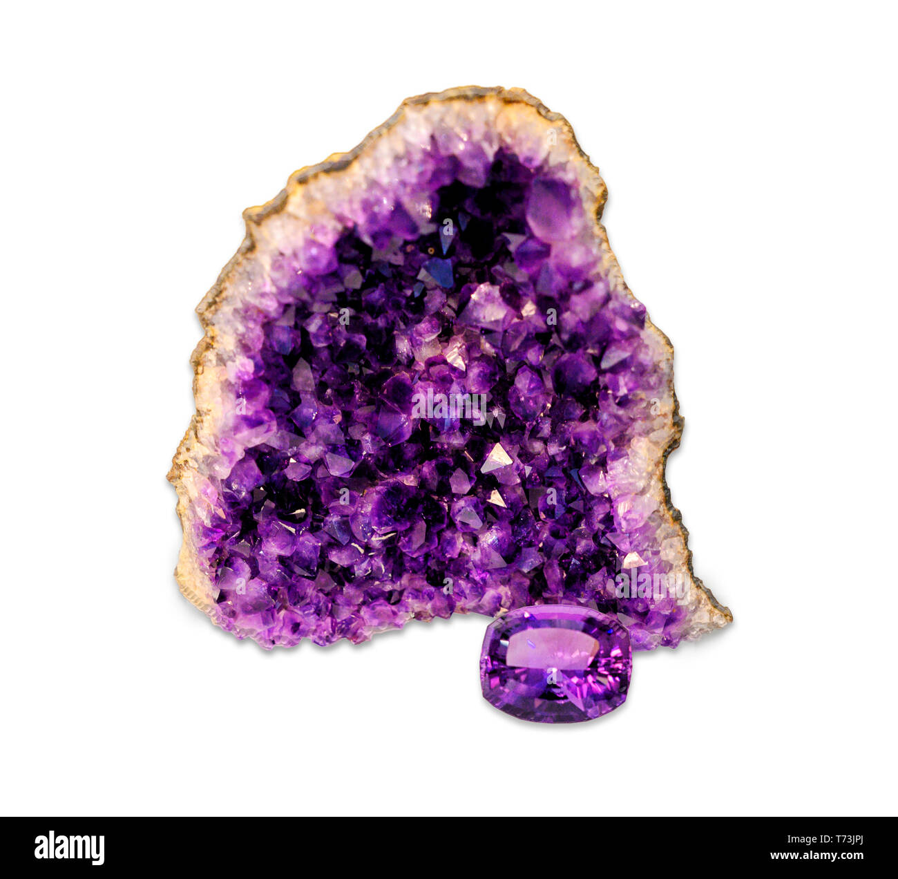 February birthstone, quartz amethyst, isolated on white background ...