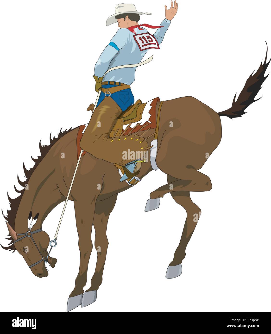 Illustration rodeo cowboy riding bucking hi-res stock photography and ...