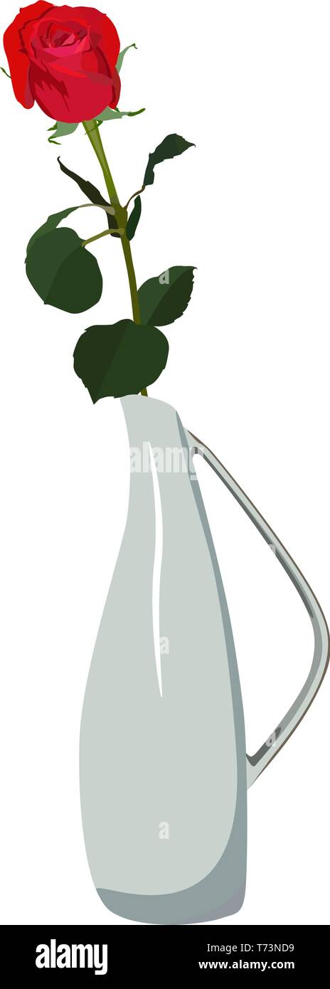 Single red rose in vase vector flat isolated illustration Stock Vector ...