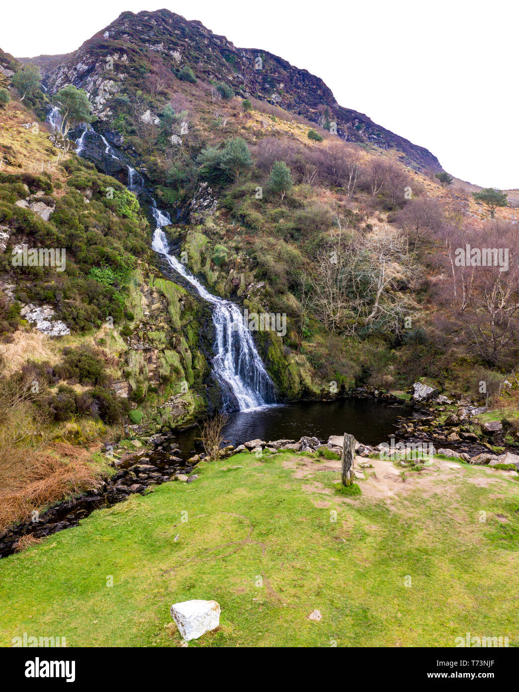 Aerial of Assaranca Waterfall in County Donegal - Ireland Stock Photo ...