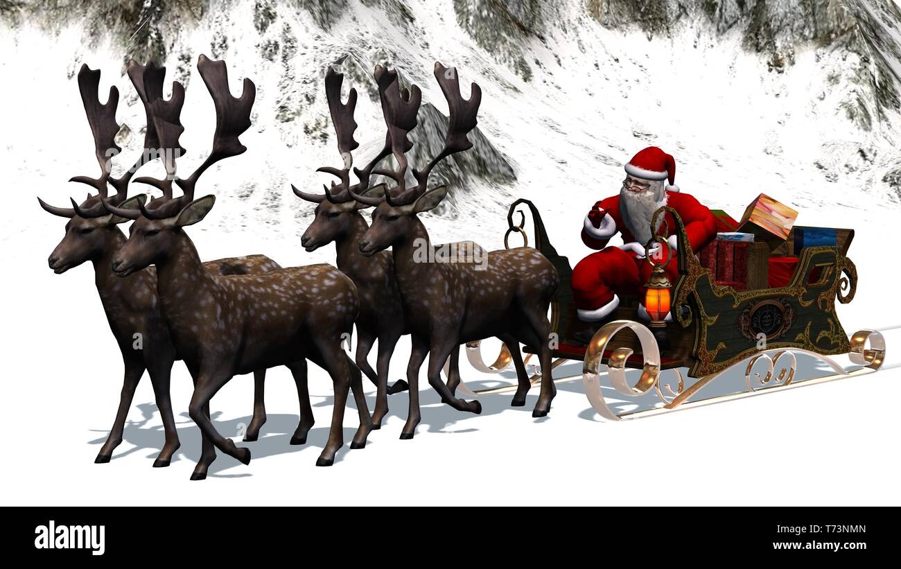 Sledge With Reindeer