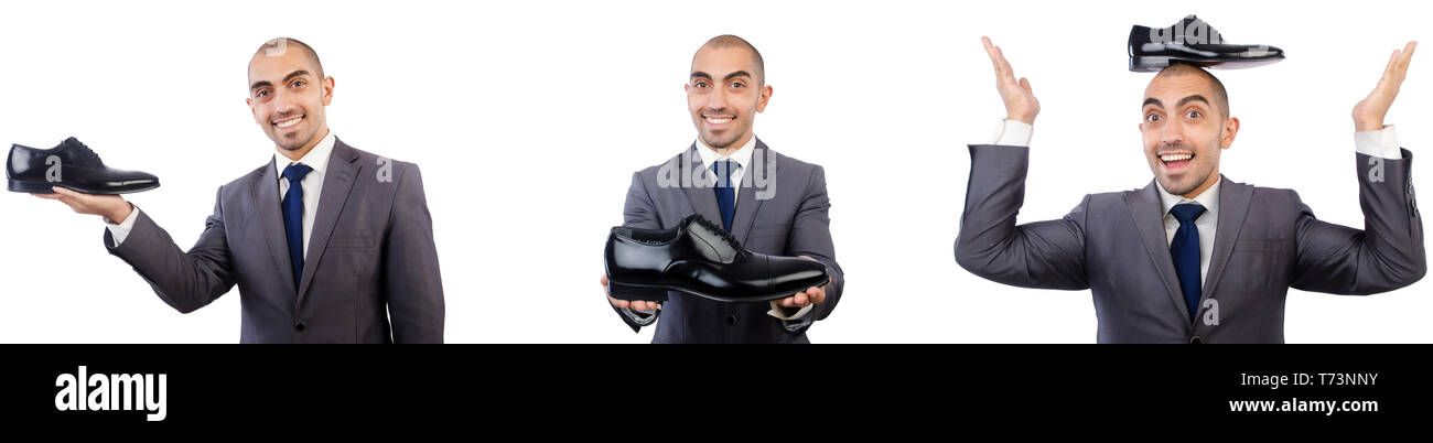 Man with shoes isolated on white Stock Photo - Alamy