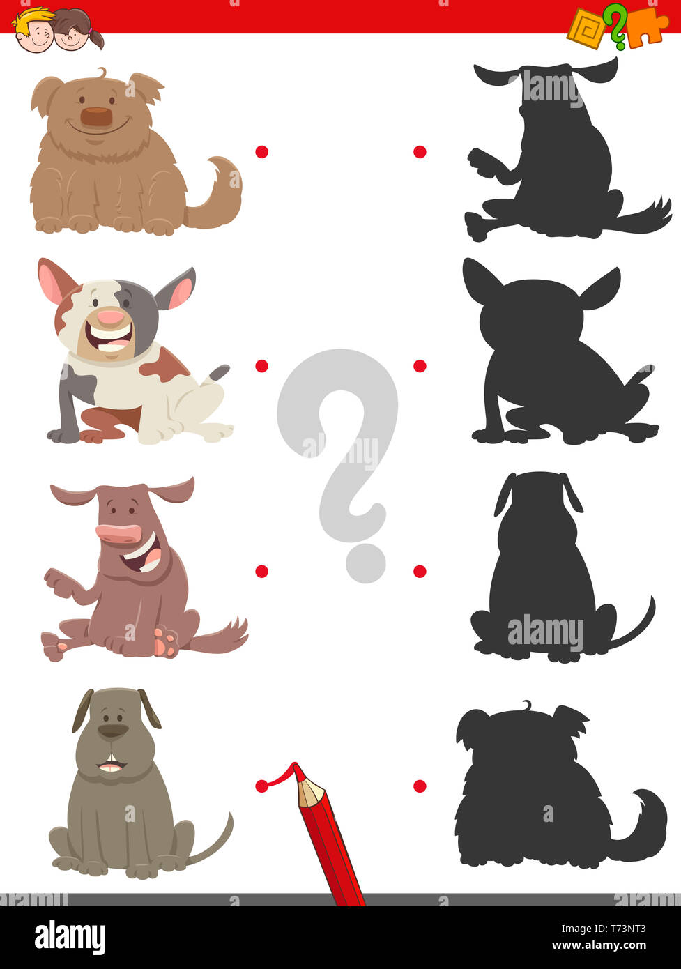 shadow game with cartoon dogs Stock Photo - Alamy