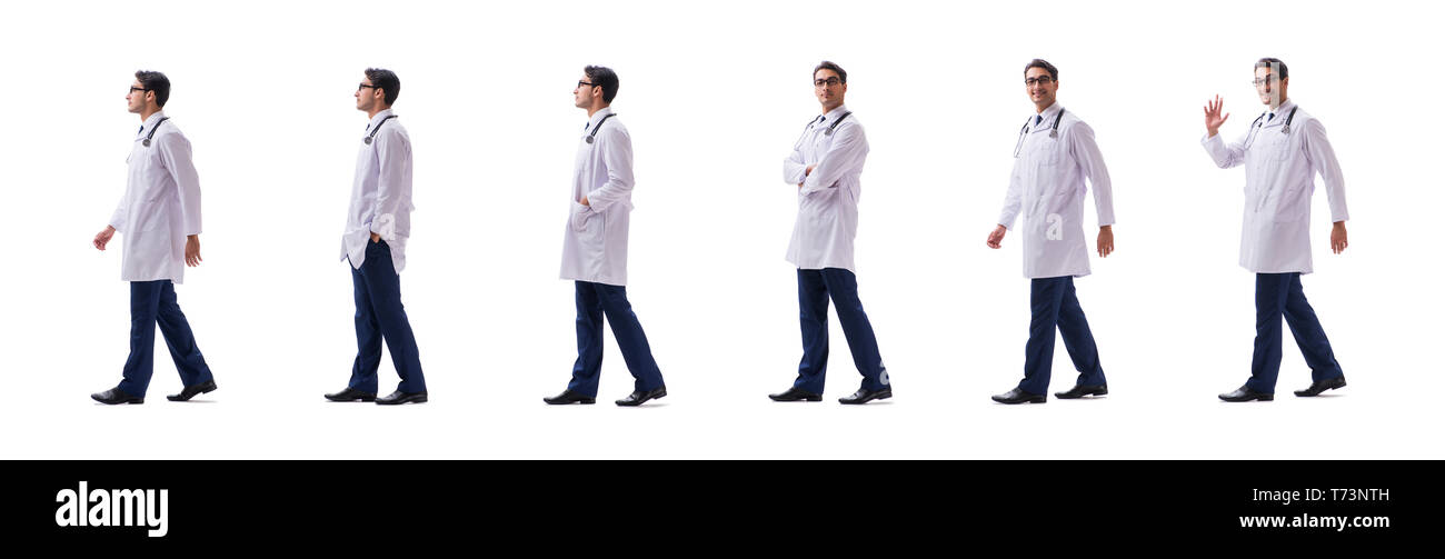 Young doctor physician standing walking isolated on white backgr Stock ...